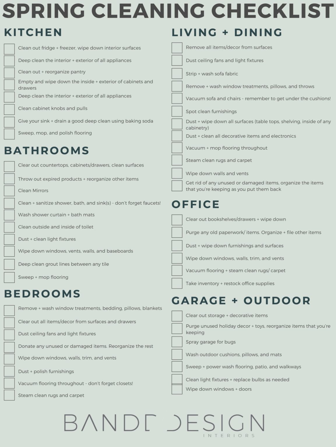 Let’s Do This | Spring Cleaning Checklist + Tips - bandddesign.com