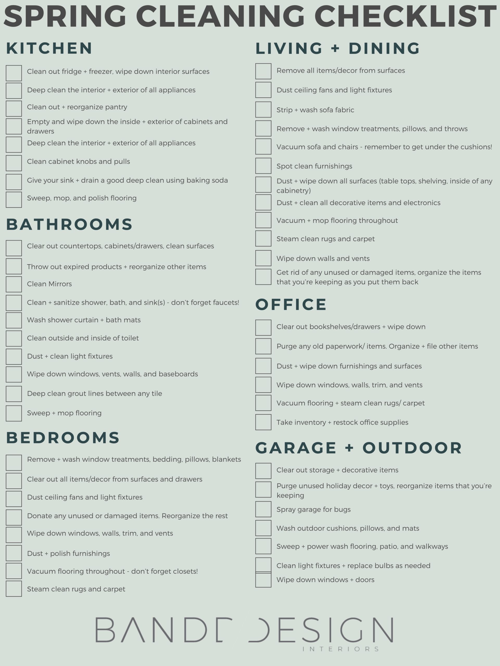 Let’s Do This | Spring Cleaning Checklist + Tips - bandddesign.com